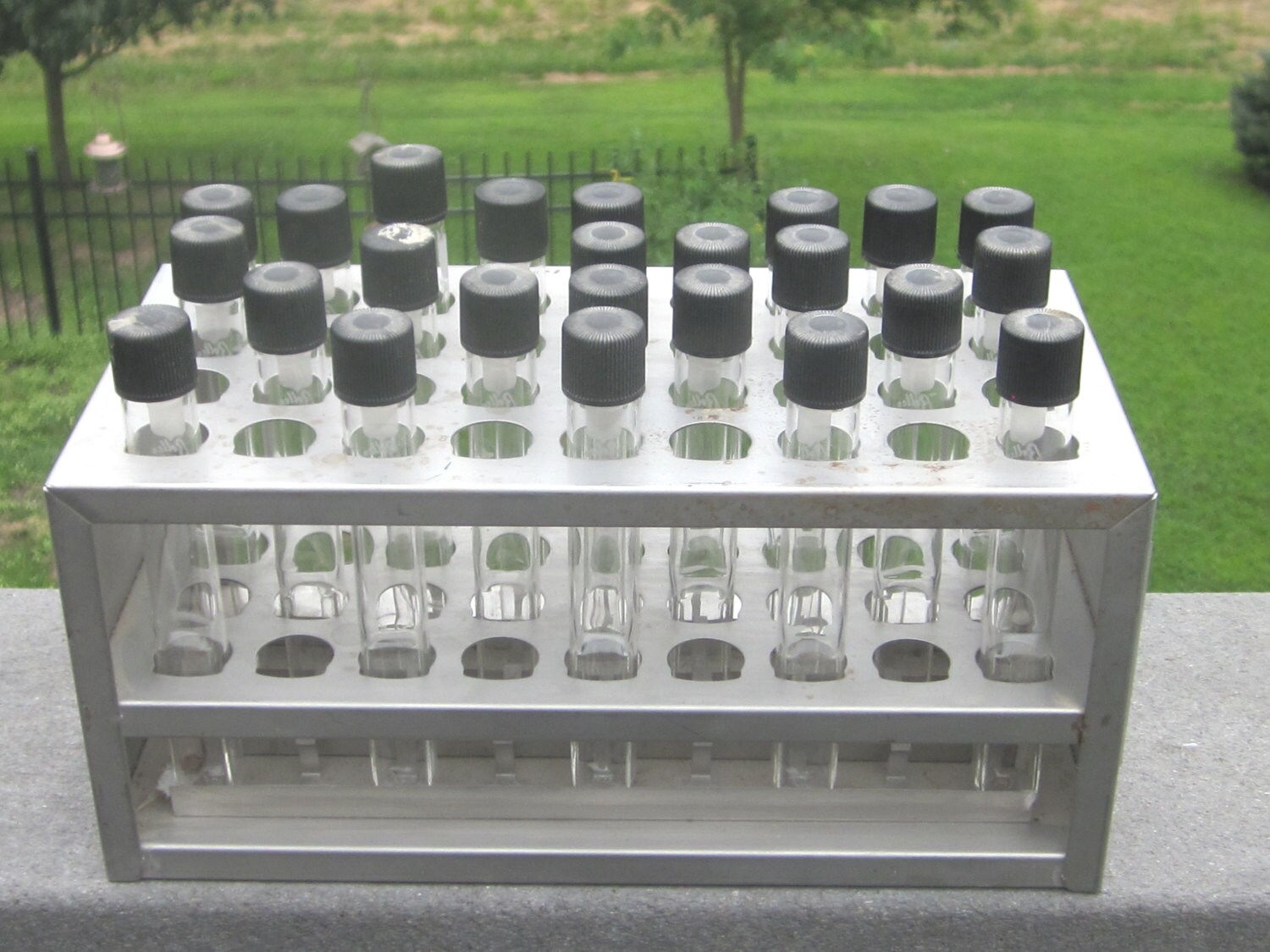 Vintage Bellco Chemistry Lab Test Tubes in Tray with Bakelite