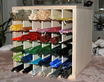 LAMPWORK GLASS ROD STORAGE CUBE RACK REDUCED by SeaOfGlassDesigns