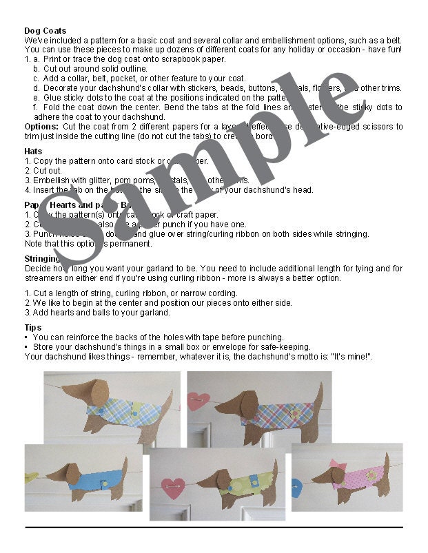 Paper Doll _ Dachshund Dog Paper Craft _ GARLAND by LagniappeToo