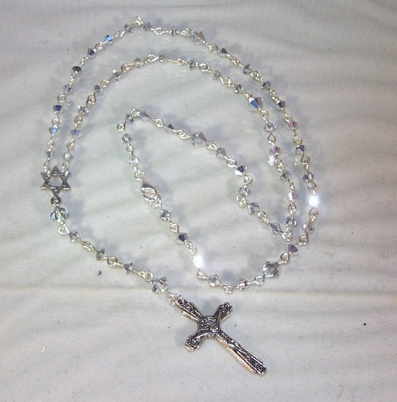 Swarovski Crystal Jewelry Rosary Necklace Comet Argent