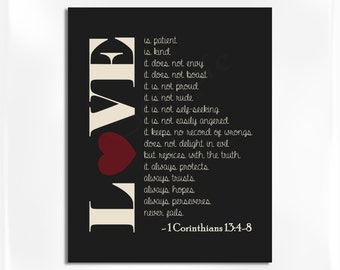Printable Valentine's Day decor . LOVE is.... 1 Corinthians 13:4-8 ...