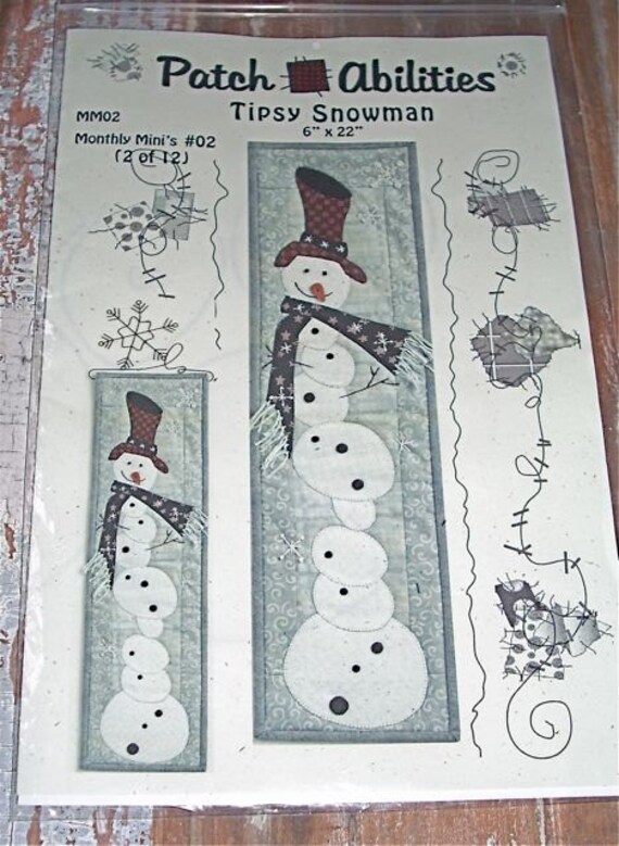 Patch Abilities Tipsy Snowman Uncut Pattern Mini Small Quilt