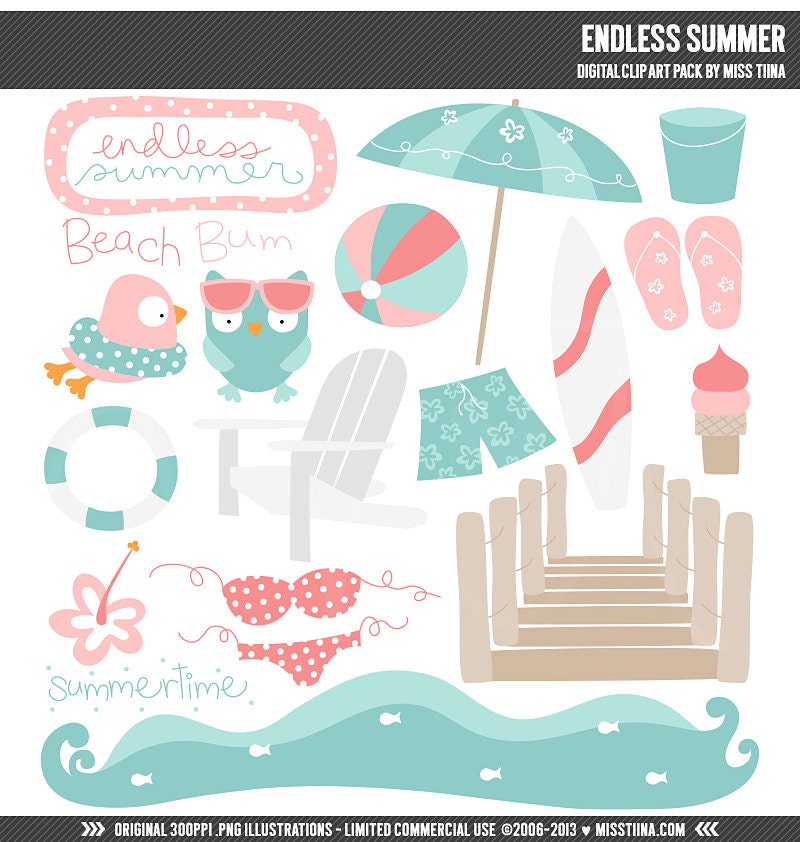 Endless Summer Digital Clipart Clip Art Illustrations