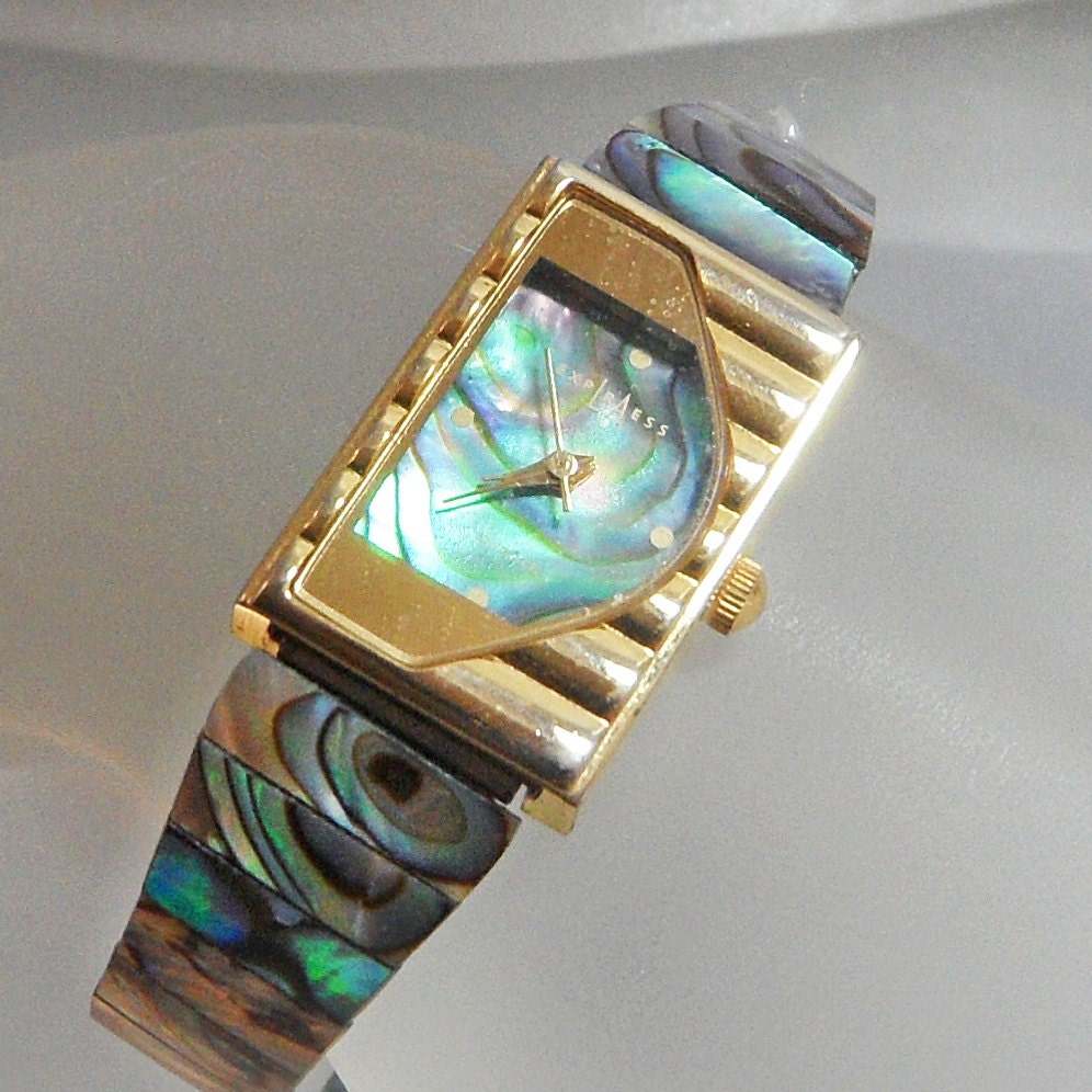 Vintage Ladies Watch. Abalone Face and Band. Women's