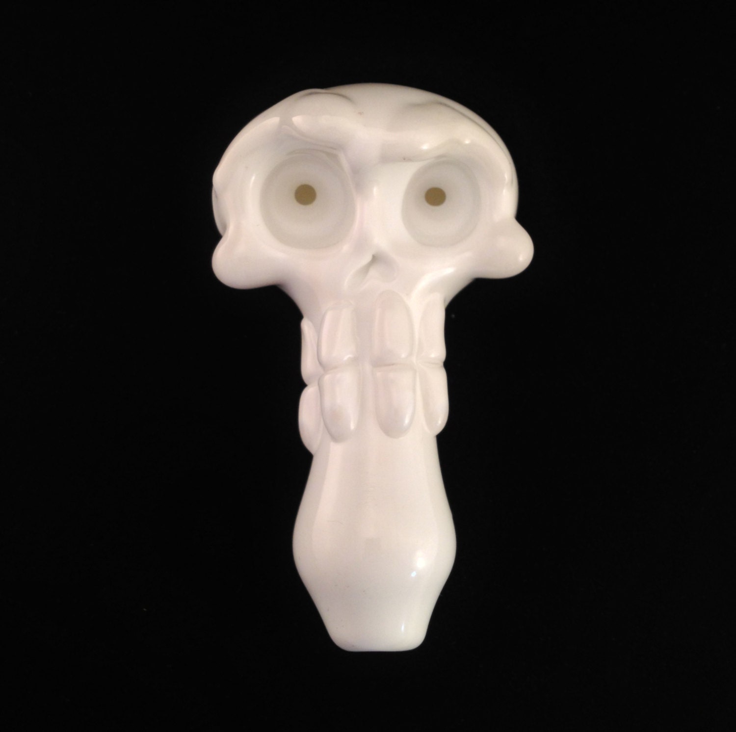 White Skull Hand Blown Glass Pipe