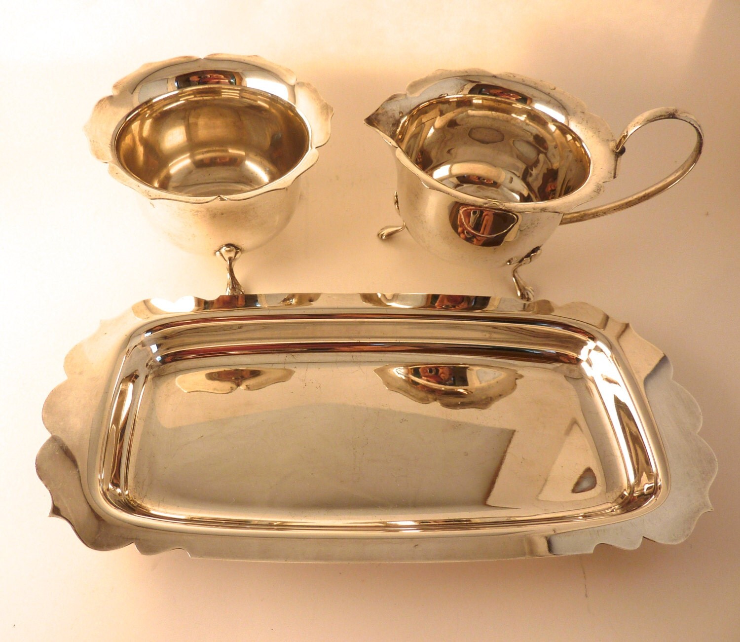 3 Piece Cream Sugar Set by EPNS England Yeoman Silverplate Cream Sugar ...