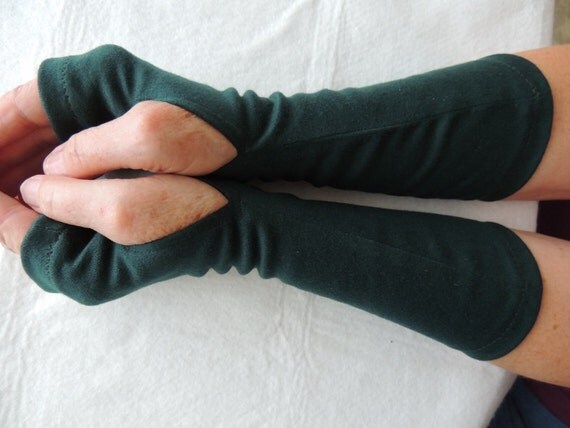 Dark Green Jersey Fingerless Gloves Jersey Arm Warmers