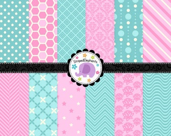 Pink and Orange Digital Scrapbook Paper pink and orange