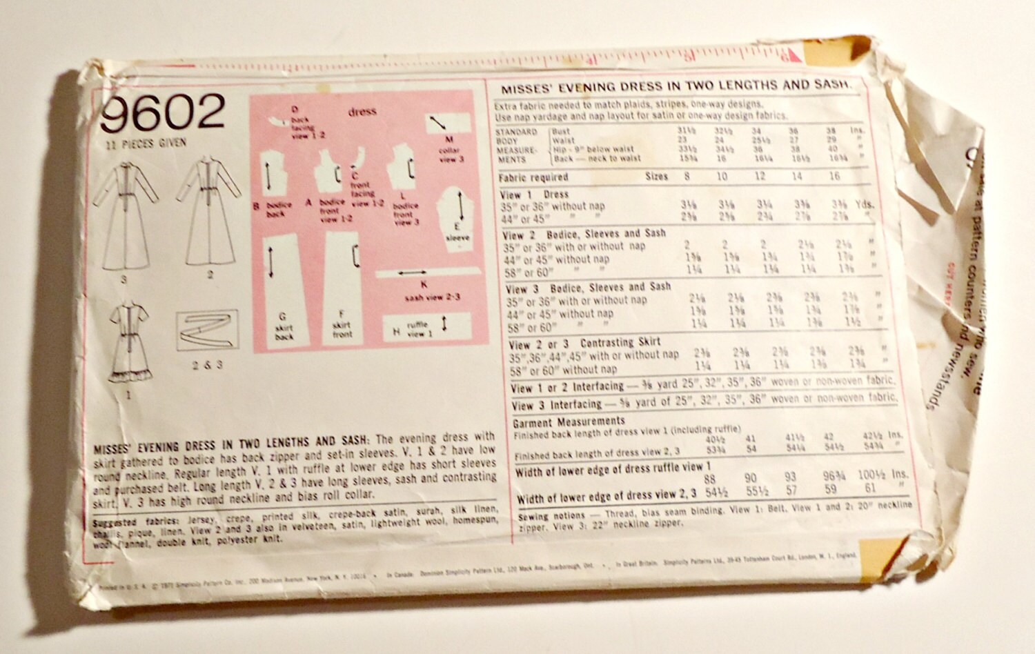 SALE Simplicity Pattern Patterns Sewing 1970's