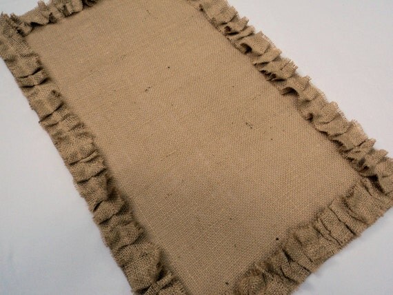 Burlap Table Runner with Ruffles by theruffleddaisy on Etsy