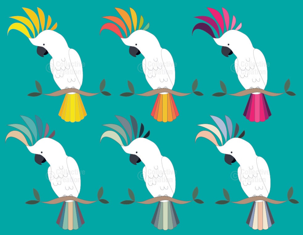 Cockatoo Digital Clip Art Clipart Set by CollectiveCreation