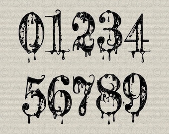 Gothic Grunge Number Art Typography Wall Decor Art Printable Digital ...