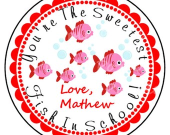 Valentine School of Fish Labels (Swedish Fish or Goldfish)
