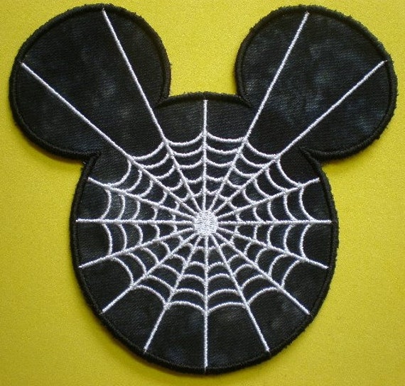 Items similar to Embroidered Mickey Mouse Spider Web Applique Patch ...