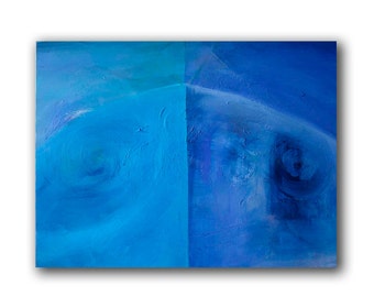 Blue abstract art | Etsy