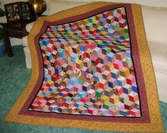 Tumbling block quilt | Etsy