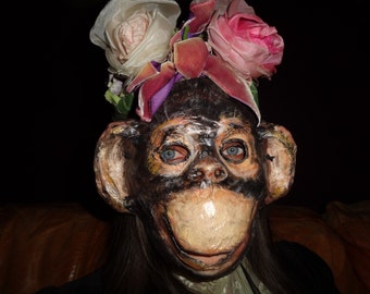Paper mache animal mak monkey mask monkey costume