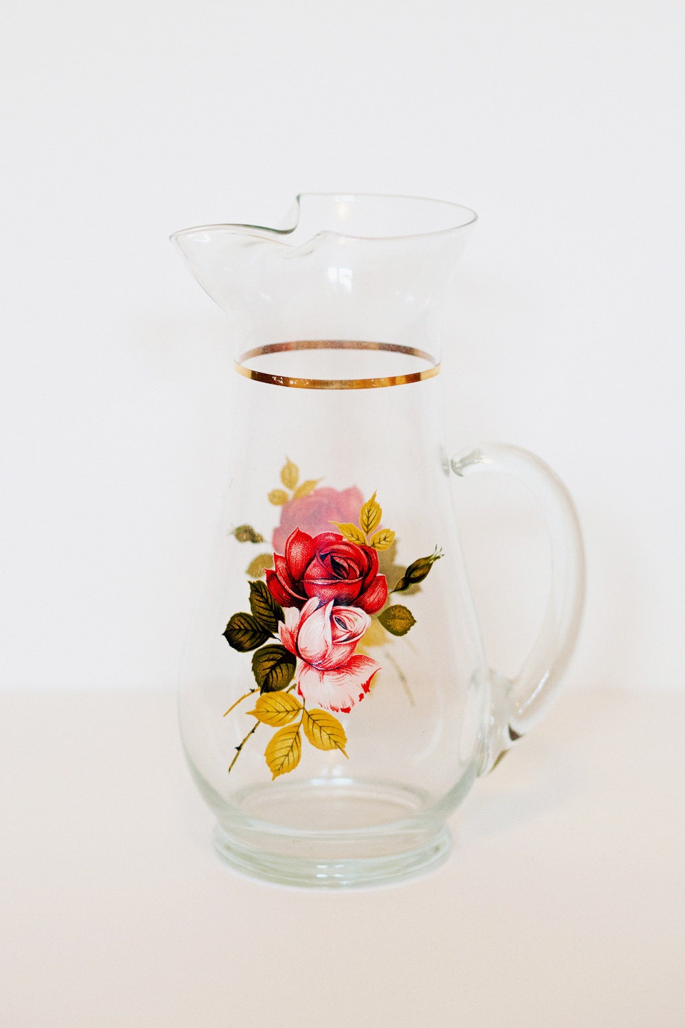 Glass Rose Pitcher with Gold Accent – Etsy finds
