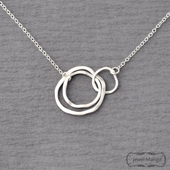 Gold Triple Rings Three Ring Necklace Gold Linked by JewelMango