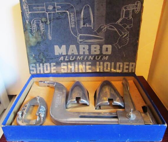 Vintage Marbo Aluminum Shine Rite Shoe Shine Stand Holder with
