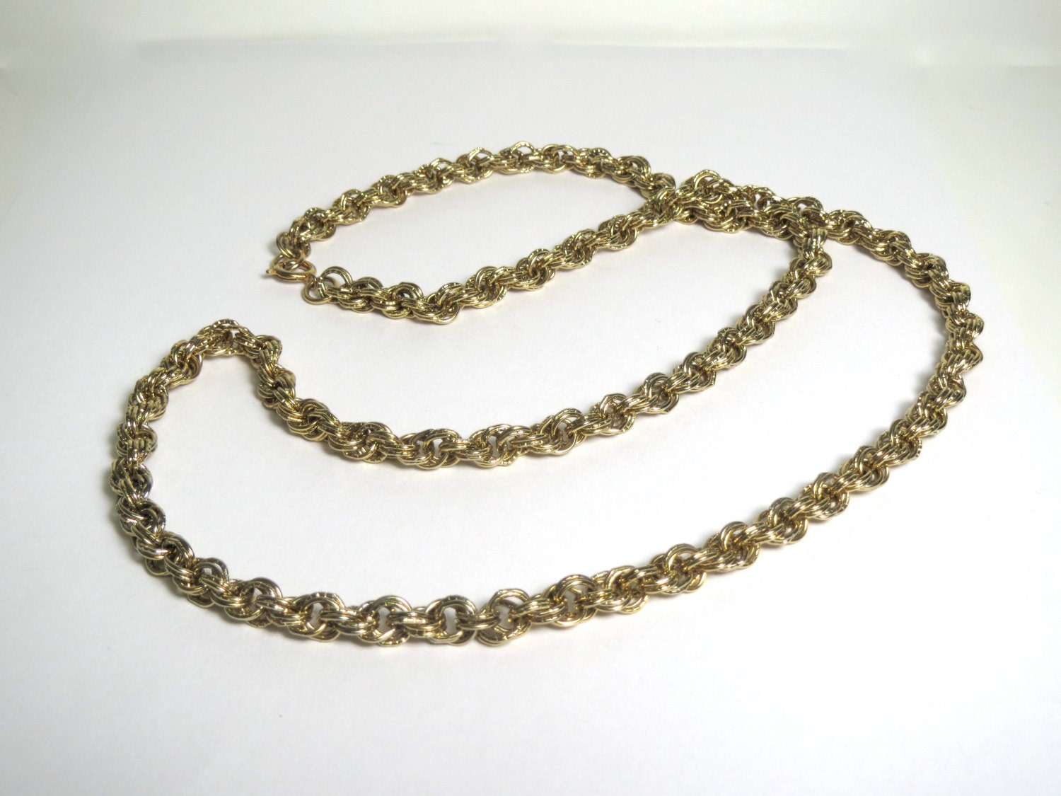 Vintage Gold Tone Long Chain Costume Chain Necklace