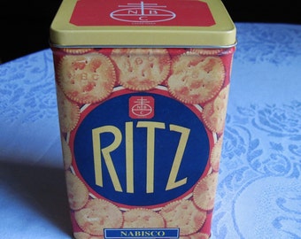 Vintage Nabisco Ritz Cracker Music Box Tin National Biscuit Company 1980s