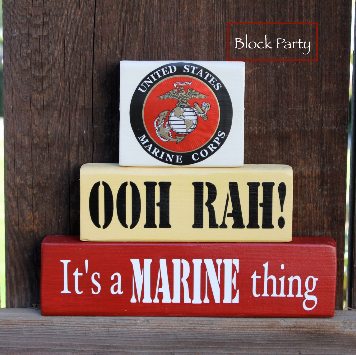 OOH RAH Marine Corps Wooden Block Set