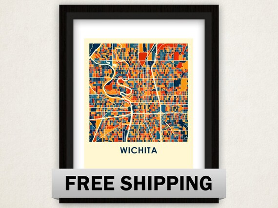 Wichita Map Print Full Color Map Poster by iLikeMaps on Etsy