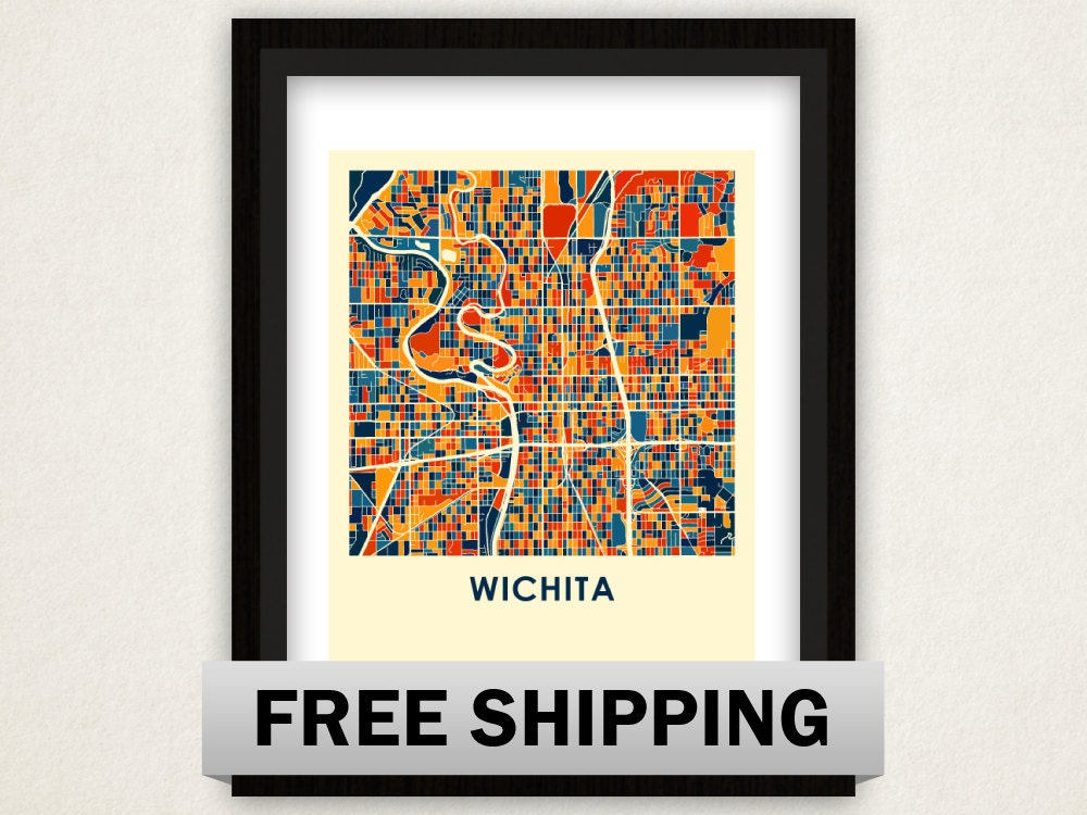 Wichita Map Print Full Color Map Poster by iLikeMaps on Etsy