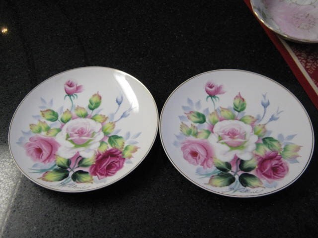 Vintage Decorative Hand Painted Roses Plates Large Set of Two – Haute Juice