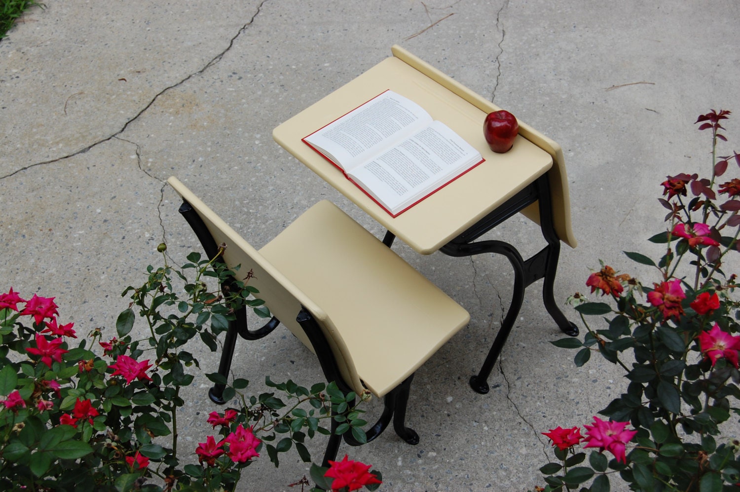 Vintage School Desk And Chair Vintage Yellow Paint Student
