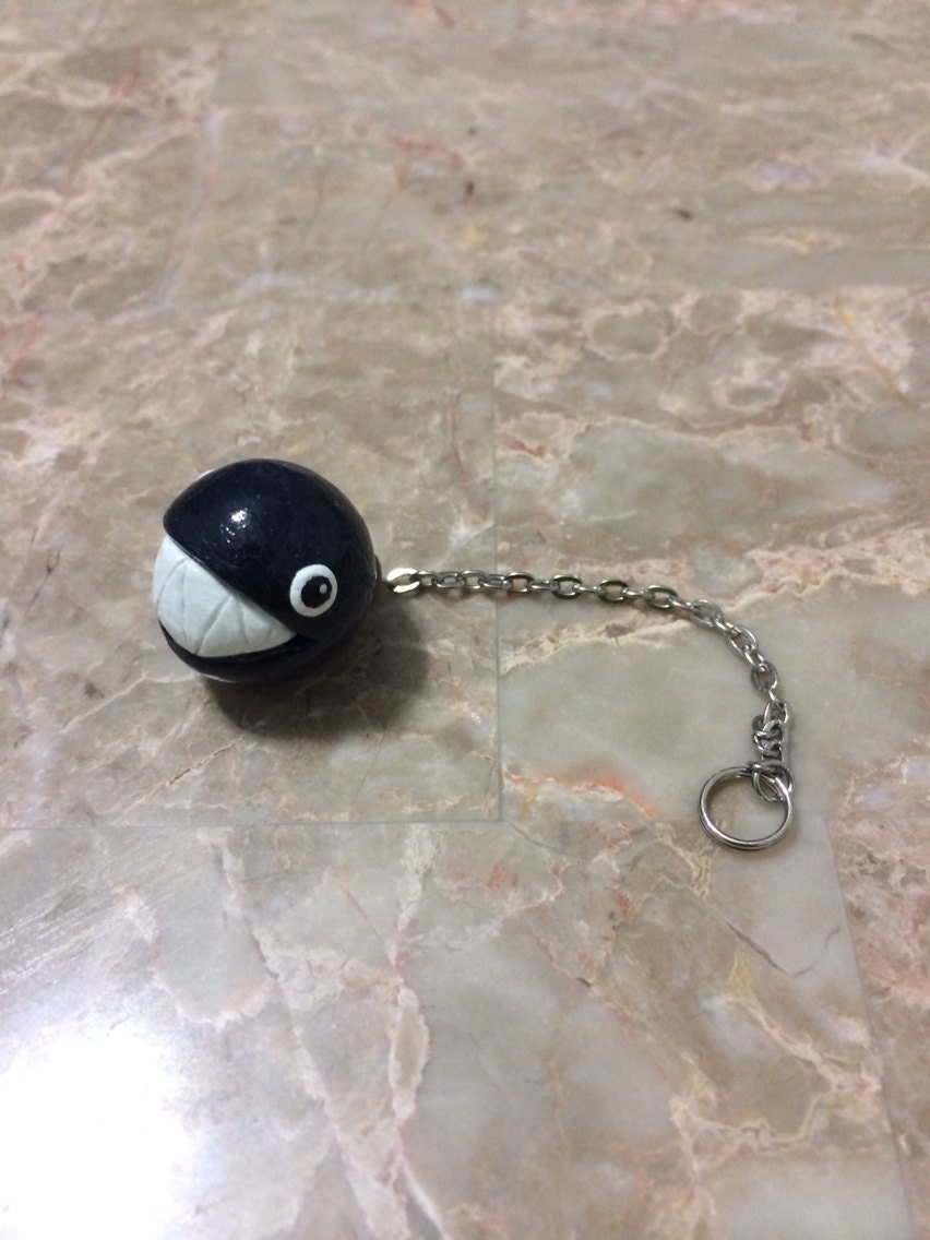 Mario Bros: Chain Chomp keychain by 8bitsculpting on Etsy