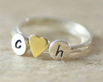 Stack initial ring | Etsy