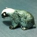 Miniature Ceramic Badger Sitting Animal Cute Little Tiny Small