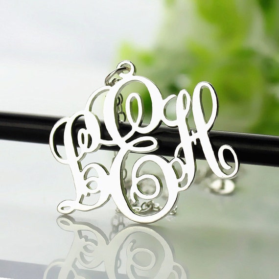 Customize Monogram Necklace With Name Custom By Nameplatenecklace