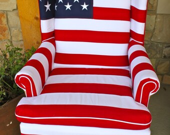 Union Jack Wing Back Chair Heavy Cotton