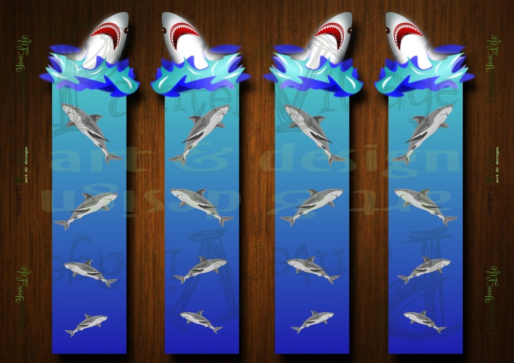 Printable Bookmark DIY Shark Bookmark A Shark Rushes From