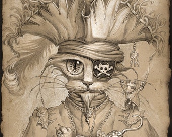 VIKING cat // // 8 X 10 PRINT // Cat Art // Cat Wall Art // by ...