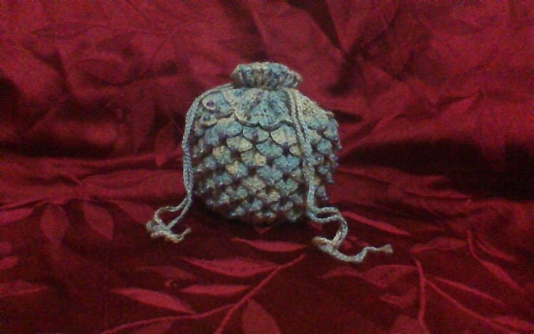Crocodile Stitch Beaded Crochet Drawstring Bag By Whimseystitch