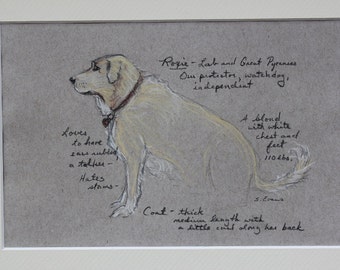 Custom Dog Sketch with Mat - Medium