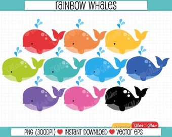 Popular items for clipart whale on Etsy