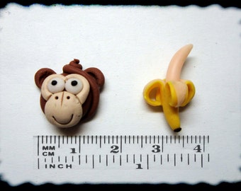 monkey & banana Earrings, Polymer Clay Earrings, Cute Earrings, Cute ...
