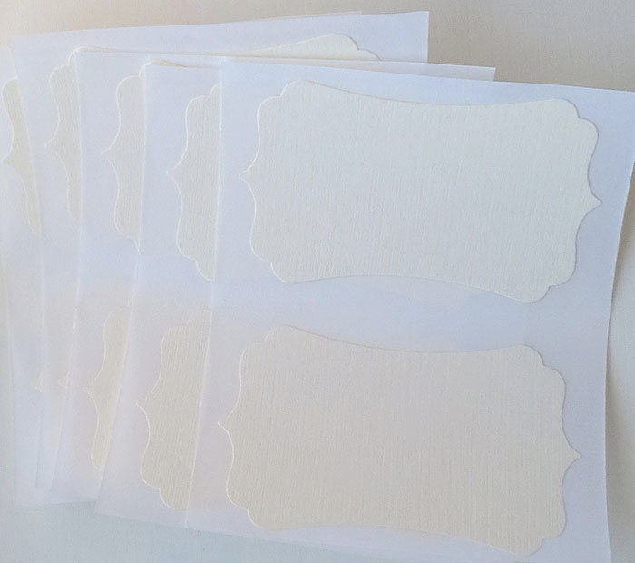 Ivory Sticker Labels Bracket Linen Custom