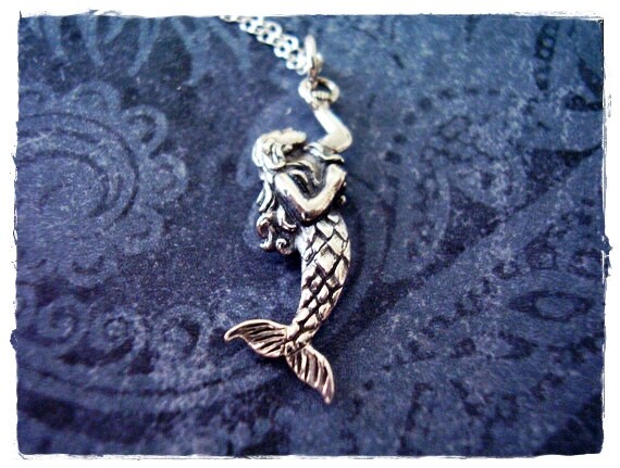 Silver Mermaid Necklace - Sterling Silver Mermaid Charm on a Delicate ...