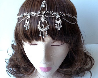 Rhinestone Chandelier Gypsy Crown with Chains