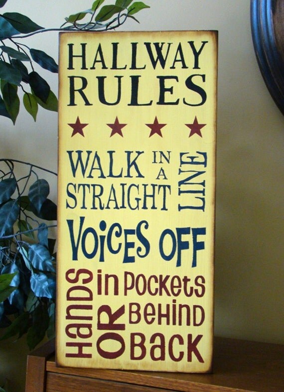 Items similar to Hallway Rules Teacher Classroom Subway Typography ...