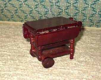 Miniature dollhouse vintage wooden tea cart