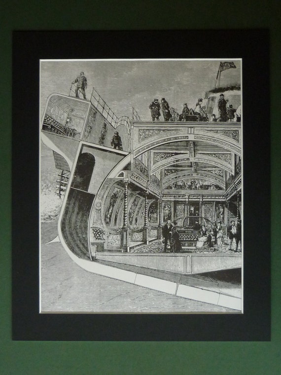 Vintage Print Of SS Bessemer Suspended Saloon Steamer