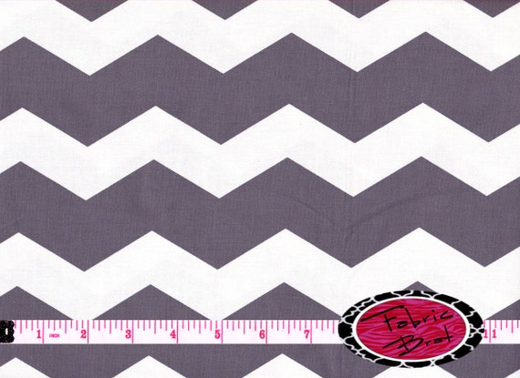 GRAY CHEVRON Fabric by the Yard Half Yard or Fat by FabricBrat