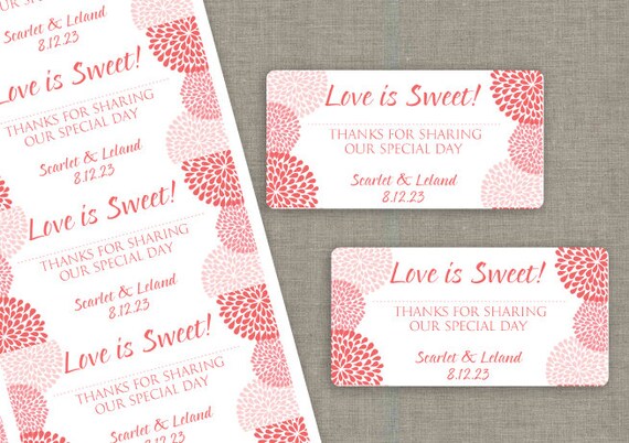 Wedding Candy Favor Labels 2 x 4 Instant by KarmaKWeddings